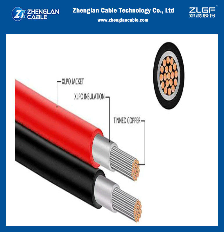 TUV SAA Approved Solar Pv Cable 2.5mm2 4mm2 6mm2 10mm2 UV Resistant Black / Red Photovoltaic ...