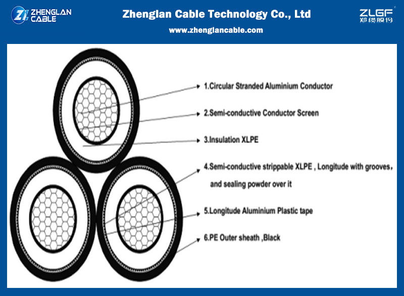 AL XLPE 33kv 1Cx 240sqmm Spaced Aerial Cable With Copper Tape