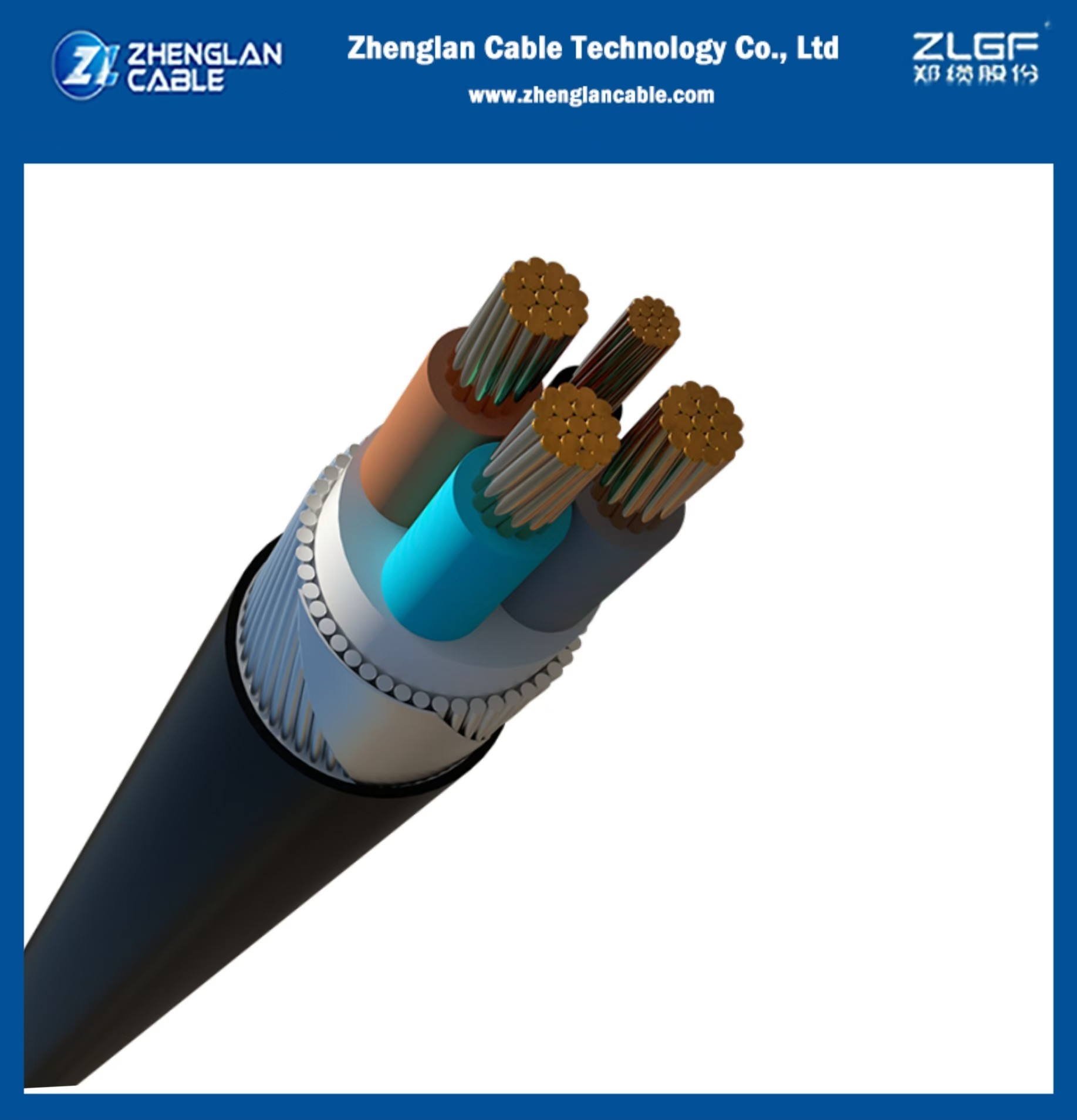 0.6/1KV 4x50mm2 CU/XLPE/PVC/SWA/PVC LV Power Cable Copper Conductor ...