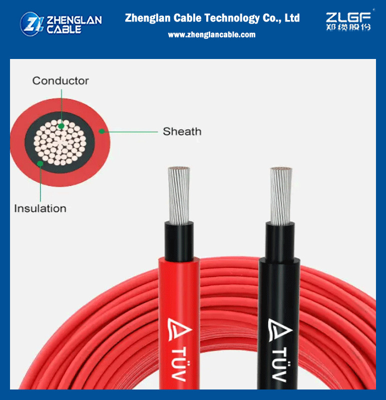 AC1KV DC 1500V Solar Cable 6 Mm2 10mm2 H1Z2Z2-K Tinned Copper Flexible ...